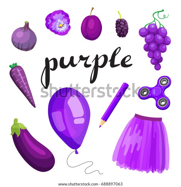 Purple Learn Color Education Set Illustration Stock Vector (Royalty ...