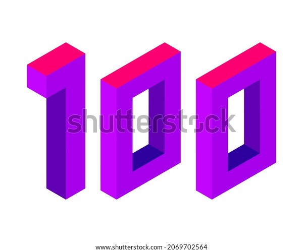 Purple Number 100 Isometric Style Isolated Stock Vector (Royalty Free ...