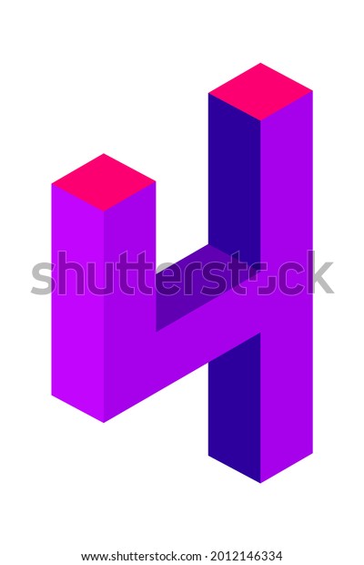 Purple Number 4 Isometric Style Isolated Stock Vector (Royalty Free ...