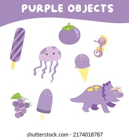 Purple Objects Worksheet Children Education About Stock Vector (Royalty ...