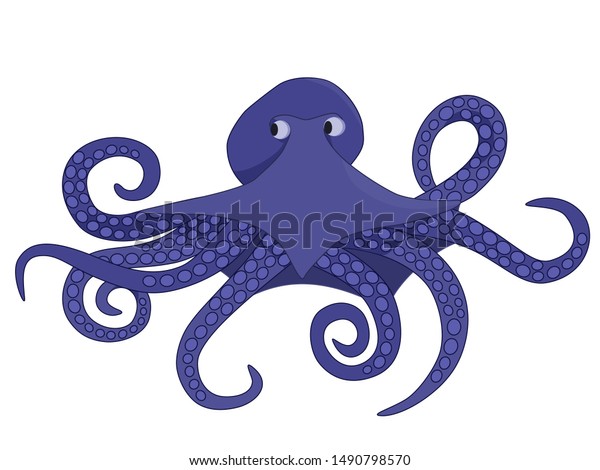 Purple Octopus Cartoon Character Octopus Flat Stock Vector (Royalty ...