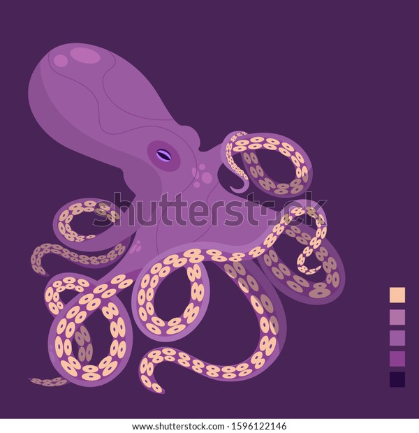 Purple Octopus On Purple Background Seafood Stock Vector (Royalty Free ...