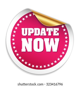 Purple Round Update Now Sticker Gold Stock Vector (Royalty Free ...