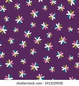 Purple Scattered Seamless Flower Pattern Stock Vector (Royalty Free ...