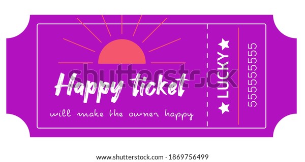 Purple Vector Happy Ticket Lucky Ticket Stock Vector (Royalty Free ...
