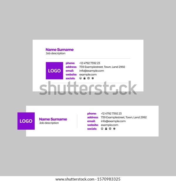 Purple Vector Illustration Corporate Email Signature Stock Vector ...