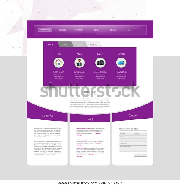 Purple White Business Website Template Editable Stock Vector (Royalty ...
