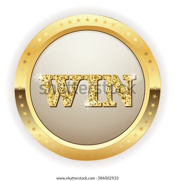 Purple Win Badge Gold Border On Stock Vector (Royalty Free) 386002933 ...