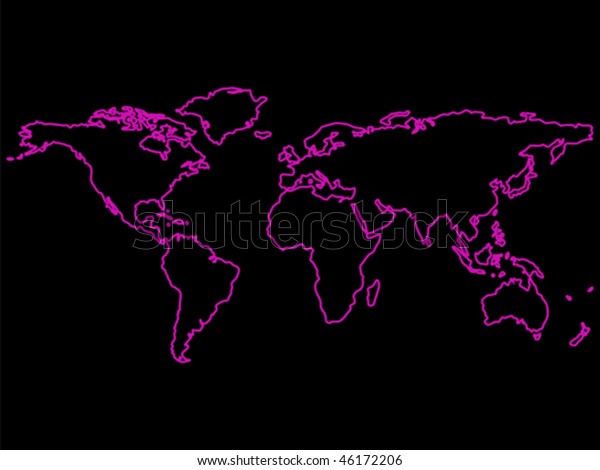 Purple World Map Outlines Over Black Stock Vector (Royalty Free ...