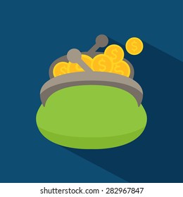 Purse Icon Coins Flat Design Vector Stock Vector (Royalty Free ...