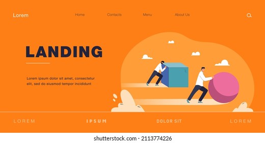 520 Two people pushing box Images, Stock Photos & Vectors | Shutterstock