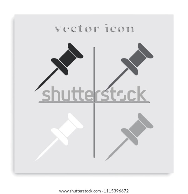 Push Pin Flat Black White Vector Stock Vector (Royalty Free) 1115396672 ...