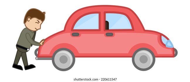 Pushing Car Cartoon Vector Stock Vector (Royalty Free) 220594846 ...