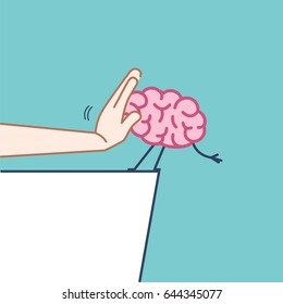 Pushing Brain Off Cliff Hand Vector Stock Vector (Royalty Free ...