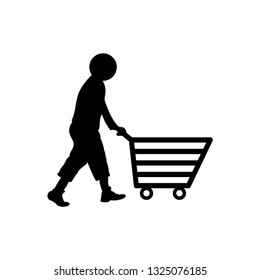 Pushing Shopping Cart Stock Vector (Royalty Free) 1325076185 | Shutterstock