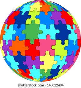 Jigsaw Puzzle Shape Ball Colors Rainbow Stock Vector (Royalty Free ...