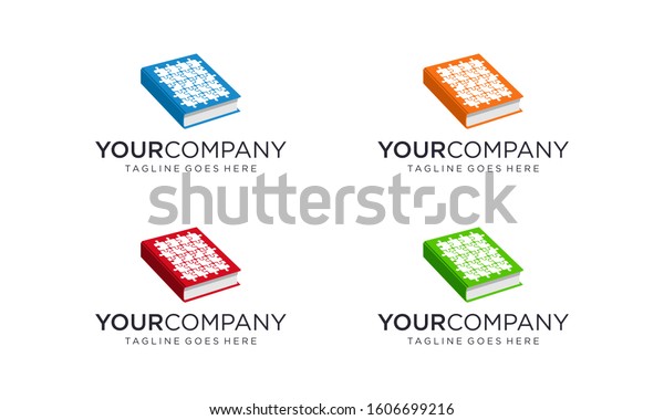 Puzzle Book Logo Design Vector Editable Stock Vector (Royalty Free ...