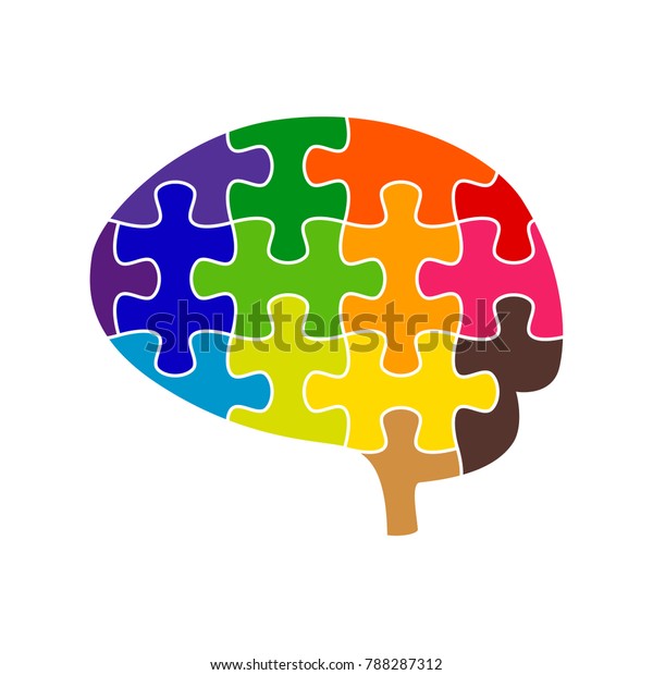 Puzzle Brain Colorfully On White Background Stock Vector (Royalty Free ...