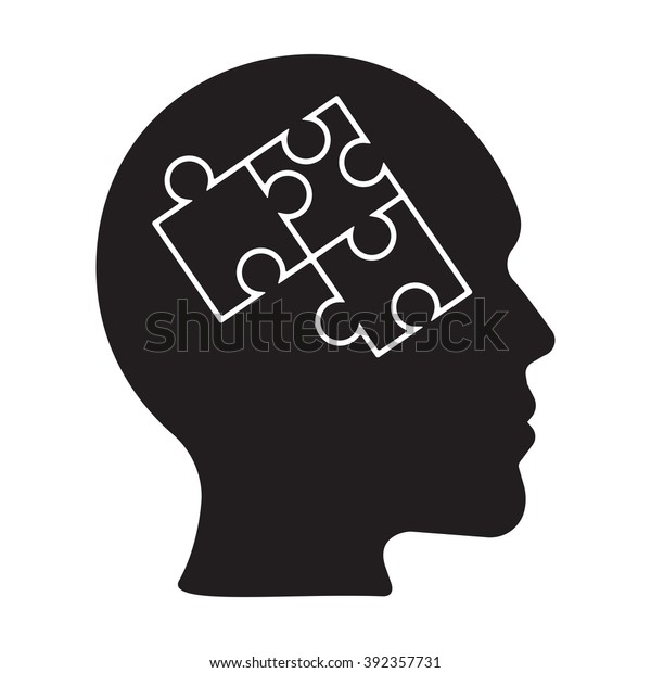 Puzzle Brain Head Icon On White Stock Vector (Royalty Free) 392357731 ...