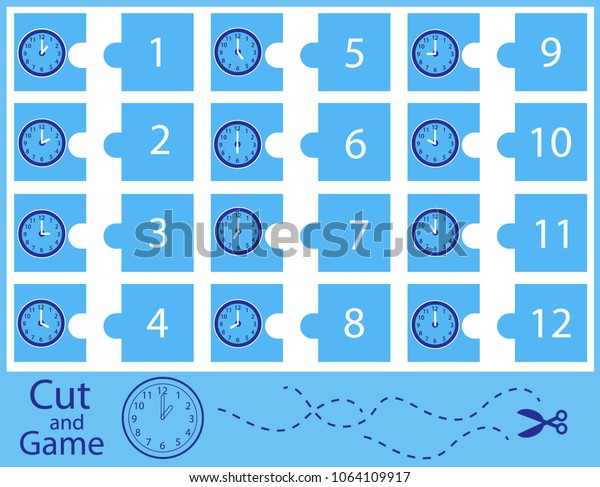 Puzzle Clock Numbers Riddle Children Clock Stock Vector (Royalty Free ...