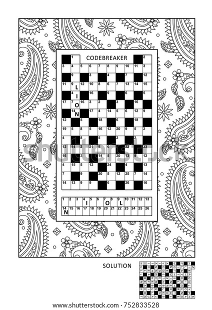 Puzzle Coloring Activity Page Grownups Codebreaker Stock Vector ...