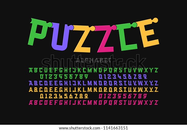Puzzle Font Colorful Jigsaw Puzzle Alphabet Stock Vector (Royalty Free ...