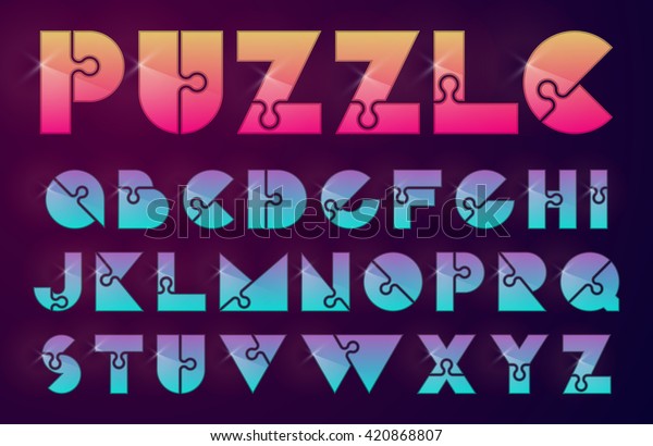 Puzzle Font Creative Font Letters Puzzle Stock Vector (Royalty Free ...