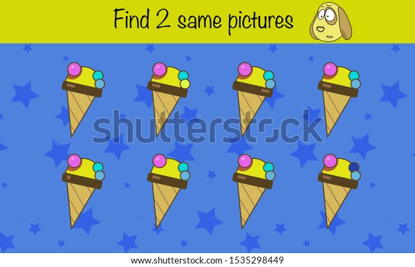 Puzzle Game Children Find 2 Same Stock Vector (Royalty Free) 1535298449 ...