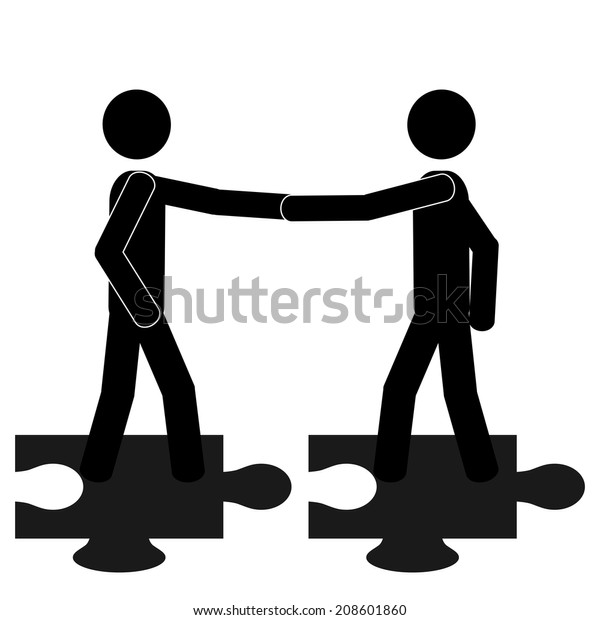 Puzzle Handshake Stick Figure Vector Eps10: เวกเตอร์สต็อก (ปลอดค่า ...