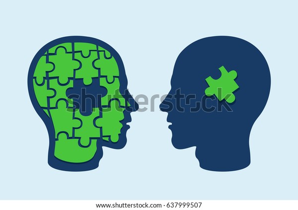 Puzzle Head Brain Two Face Profiles Stock Vector (Royalty Free ...