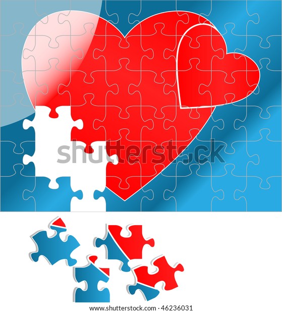 Puzzle Heart On Blue Background Stock Vector (Royalty Free) 46236031 ...