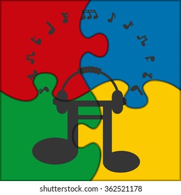 Puzzle Icon Music Notes: vector de stock (libre de regalías) 362521178 ...