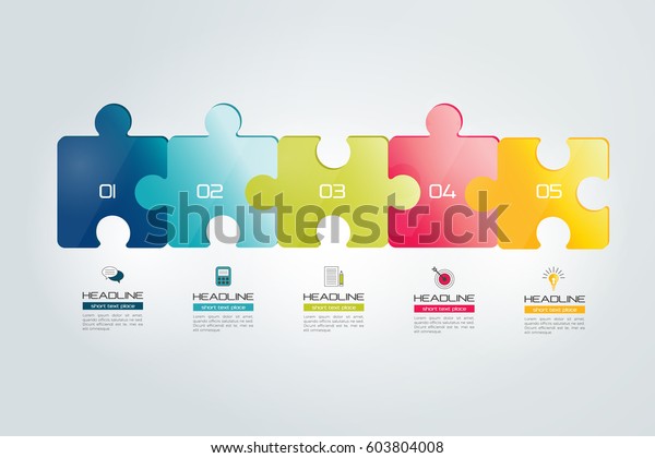 Puzzle Infographic Steps Chart Template Scheme Stock Vector (Royalty ...