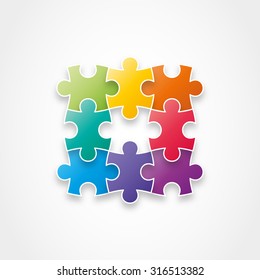 Puzzle Pieces Forming Square Vector Illustration Stock Vector (Royalty ...