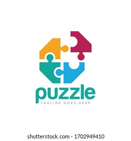 Puzzle Pieces Logo Design Vector Stock Vector (Royalty Free) 1702949410 ...