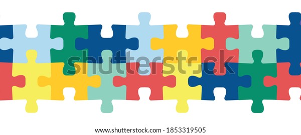 Puzzle Pieces Seamless Vector Border Repeating Stock Vector (Royalty ...