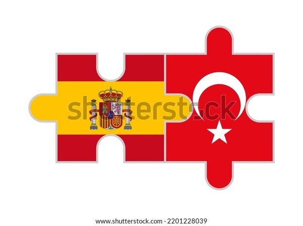 Puzzle Pieces Spanish Turkish Flags Vector Stock Vector (Royalty Free ...
