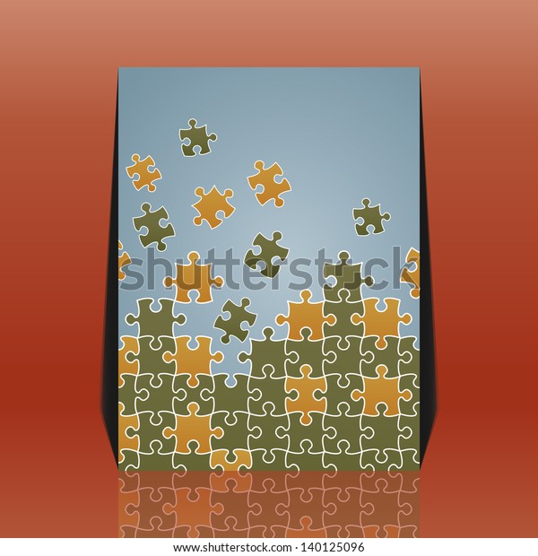 Puzzle Pieces Vector Flyer Design Stock Vector (Royalty Free) 140125096 ...