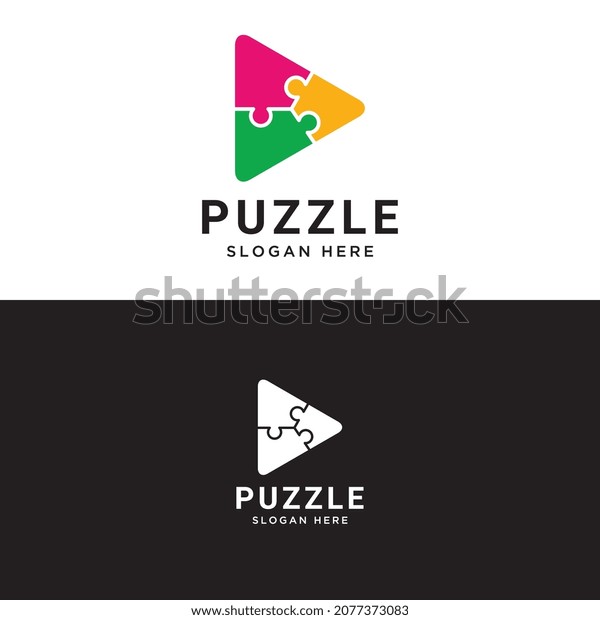 Puzzle Stylized Design Logo Template Stock Vector (Royalty Free ...