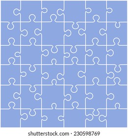 Puzzle Template 36 Pieces Blue Background Stock Vector (Royalty Free ...