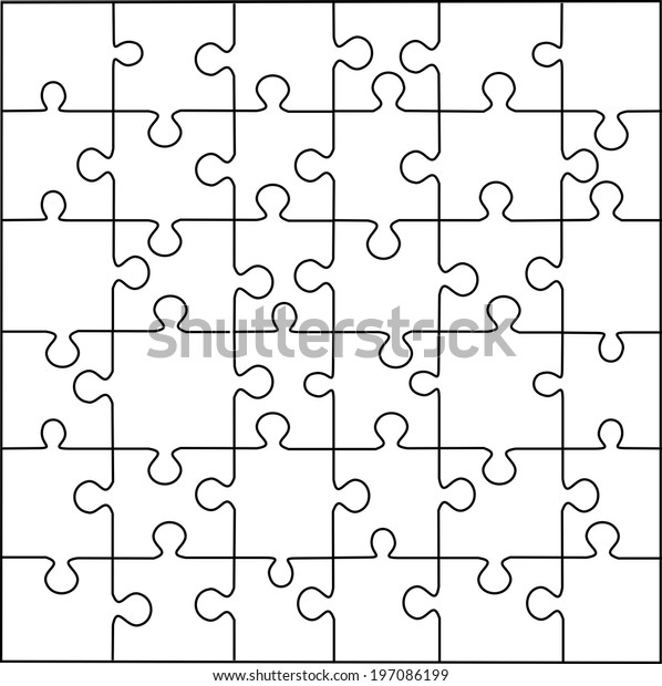 Puzzle Template 36 Pieces Vector Stock Vector (Royalty Free) 197086199 ...