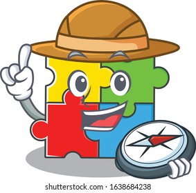 Puzzle Toy Experienced Explorer Using Compass Stock Vector (Royalty ...