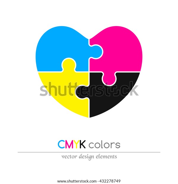 Puzzled Heart Cmyk Colors Flat Icon Stock Vector (Royalty Free ...
