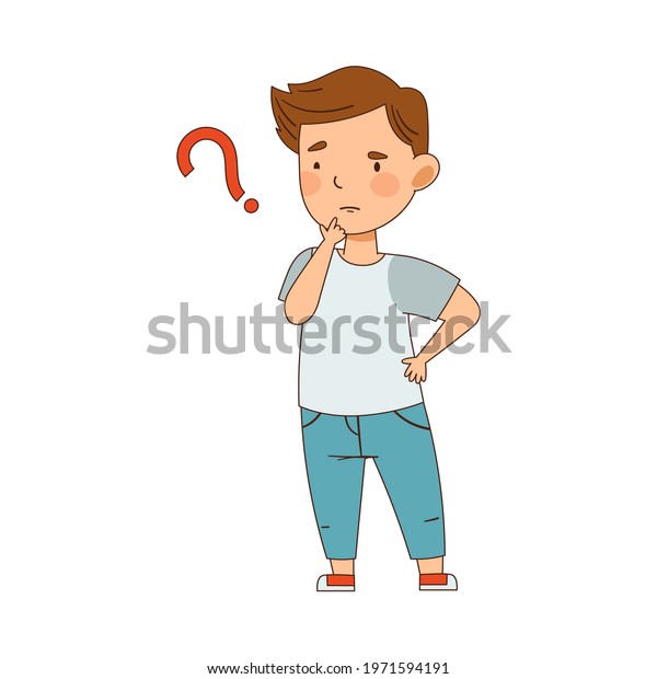 Puzzled Little Boy Question Mark Scratching Stock Vector (Royalty Free ...