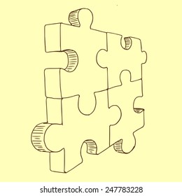 Puzzles Pieces Sketch Vector Illustration Stock Vector (Royalty Free ...