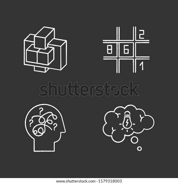 Puzzles Riddles Chalk Icons Set Sudoku Stock Vector (Royalty Free ...
