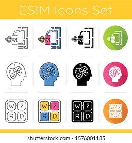 Puzzles Riddles Icons Set Maze Keylock Stock Vector (Royalty Free ...
