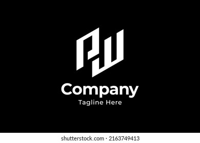 Pw Lettering Logo Design Black Background Stock Vector (Royalty Free ...