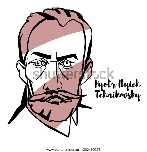 Pyotr Ilyich Tchaikovsky Engraved Vector Portrait Stock Vector (Royalty ...