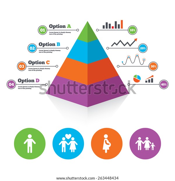 Pyramid Chart Template Family Lifetime Icons Stock Vector (Royalty Free ...